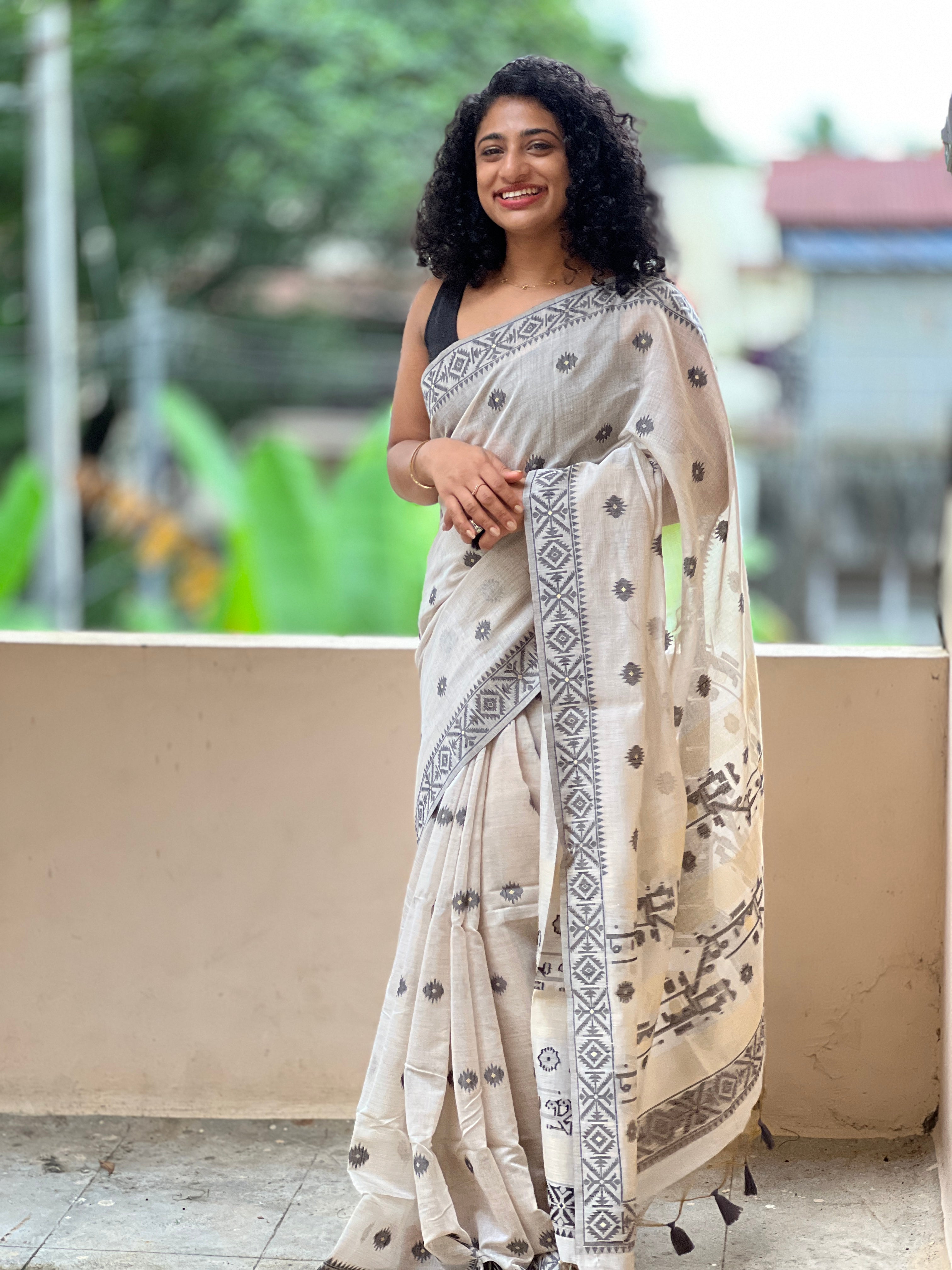 Jamdani Weaving Pattern Chanderi Saree | BLD298 – Aham Designer Boutique