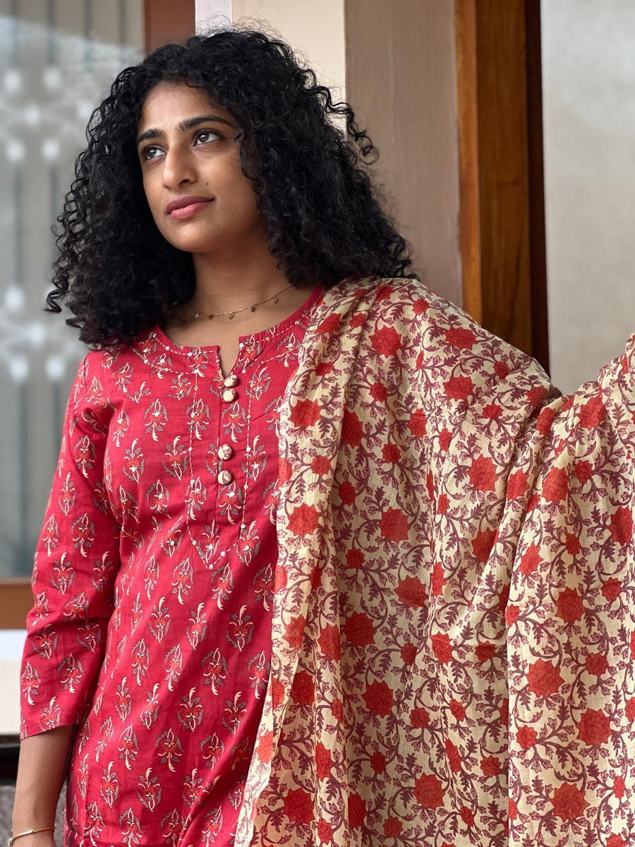 Screen Print Pattern Cotton Salwar Set | EA124