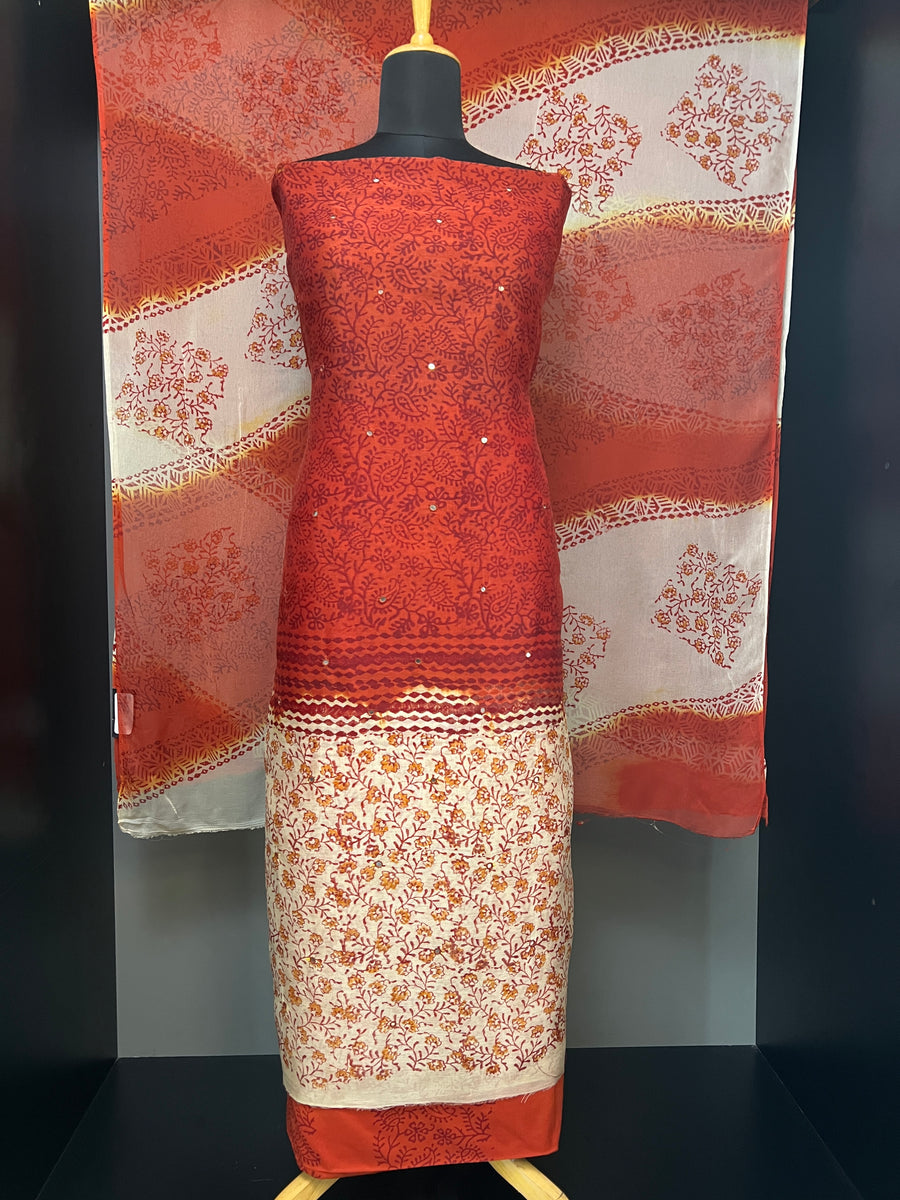 Block Print With Mirror Detailed Kota Salwar Set | SF1094