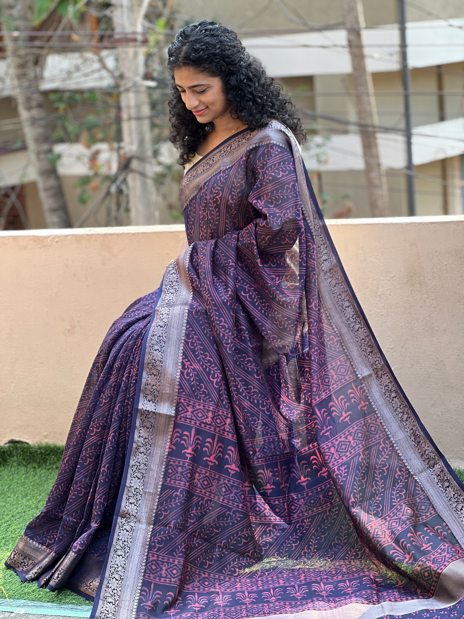 Banarasi Weaved Border Pattern Chanderi Saree | YNG224