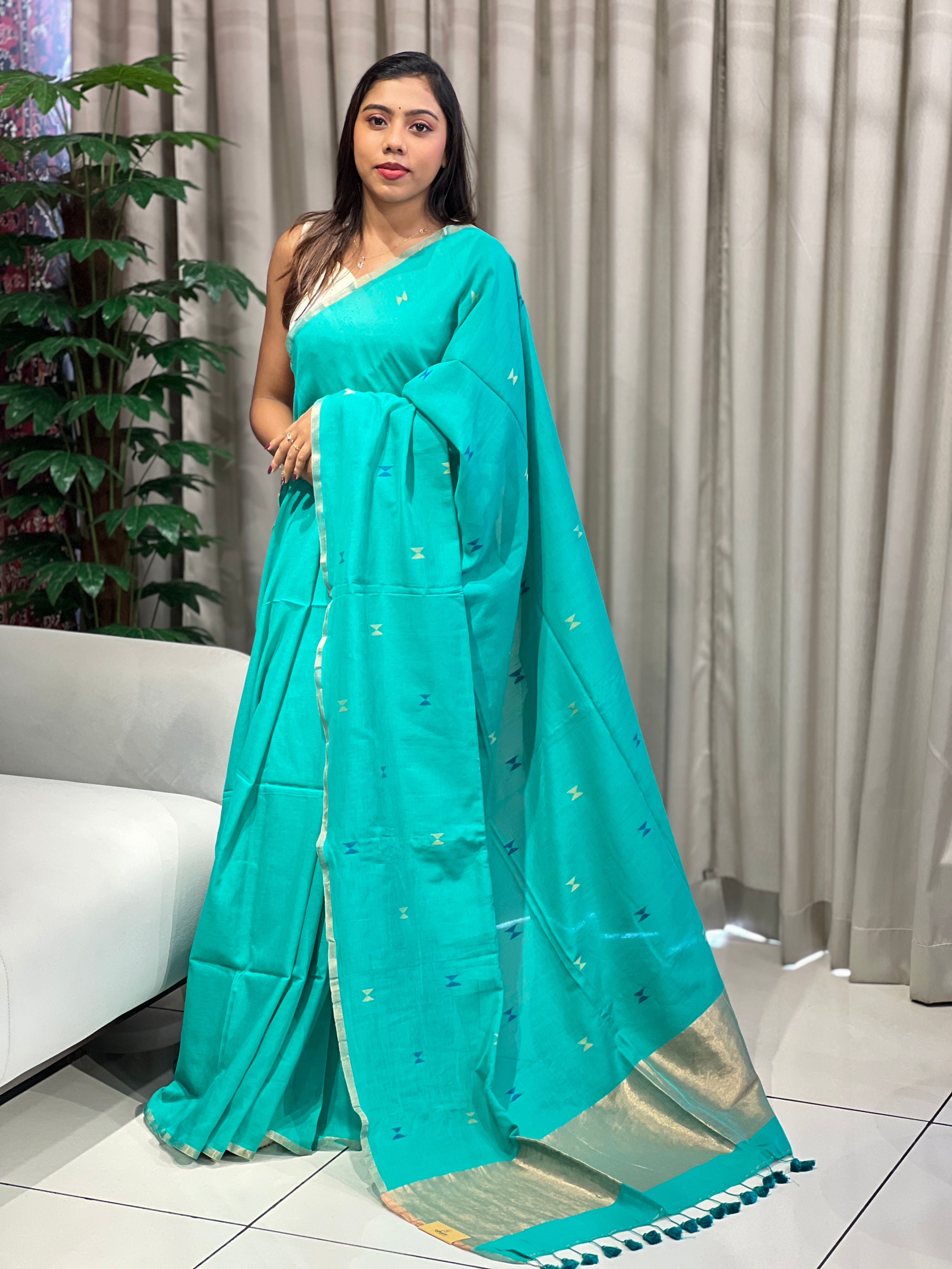 Zari Weaved Soft Cotton Saree | PF1155 – Aham Designer Boutique